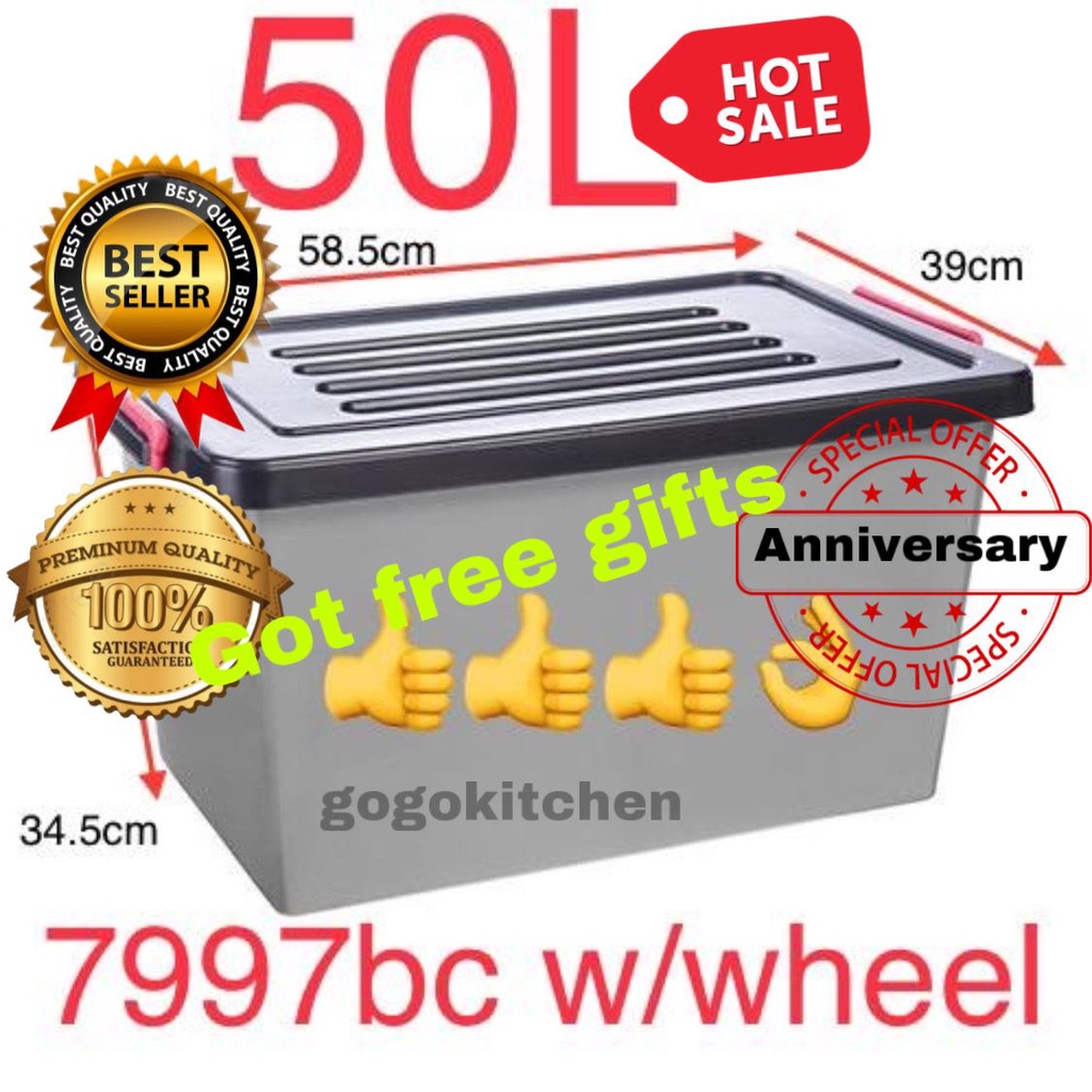 Century 7997SC Storage Box With Wheel 50L with good quality | Shopee ...