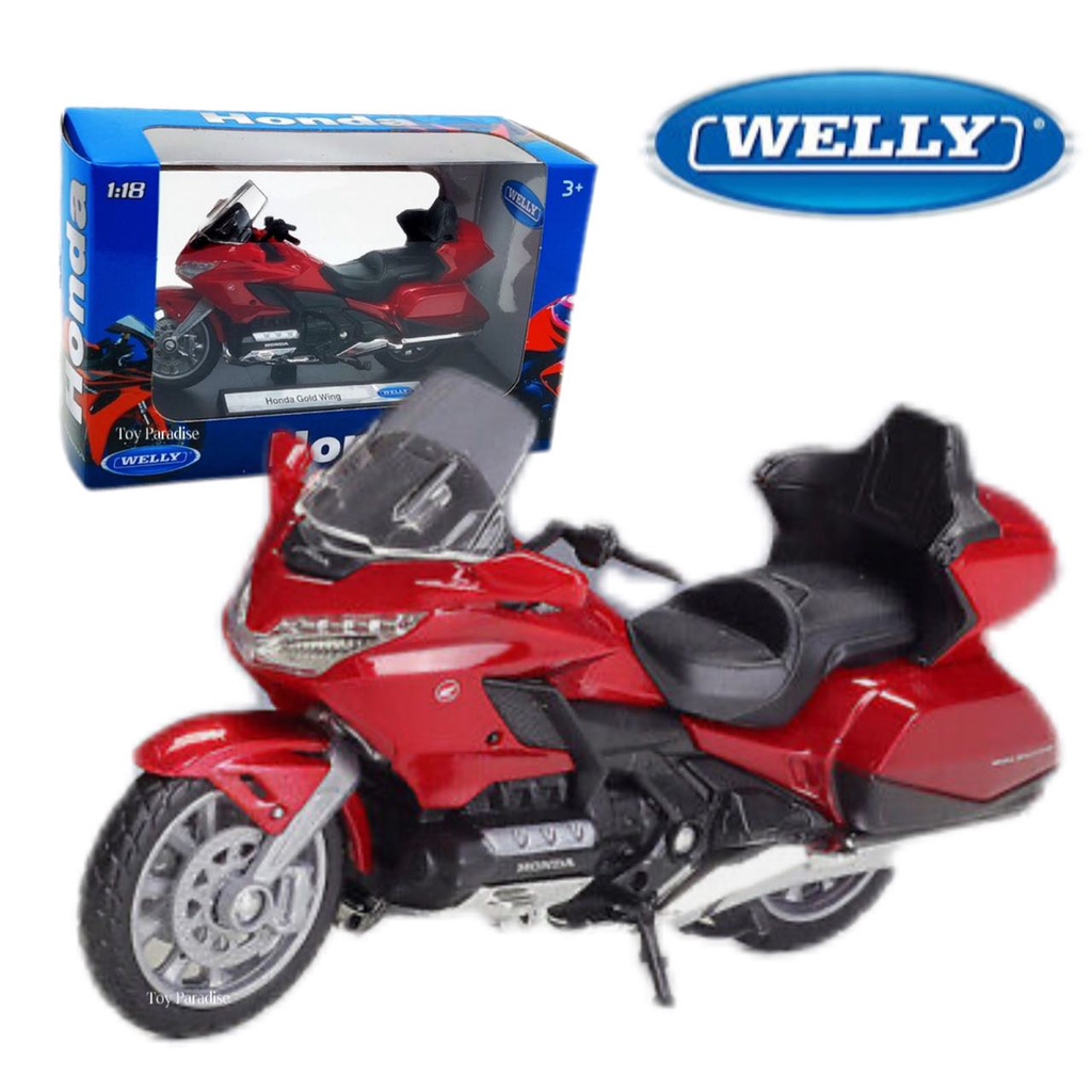 Original Welly Honda Gold Wing Motorcycle Scale 1:18 Die-Cast Metal ...