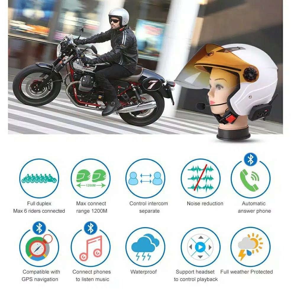 Motorcycles Walkie Talkie Bluetooth Intercom Motorcycle Helmet ...