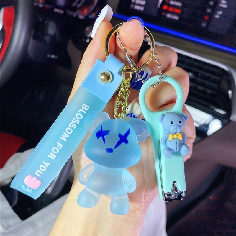 Bearbrick Cartoon design keychain with lanyard and nail clippers bear ...