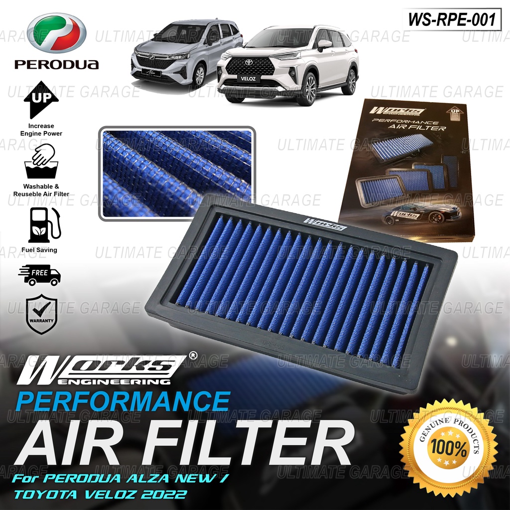 Works Engineering Drop In Air Filter Perodua Alza NEW Toyota Veloz 2022 ...
