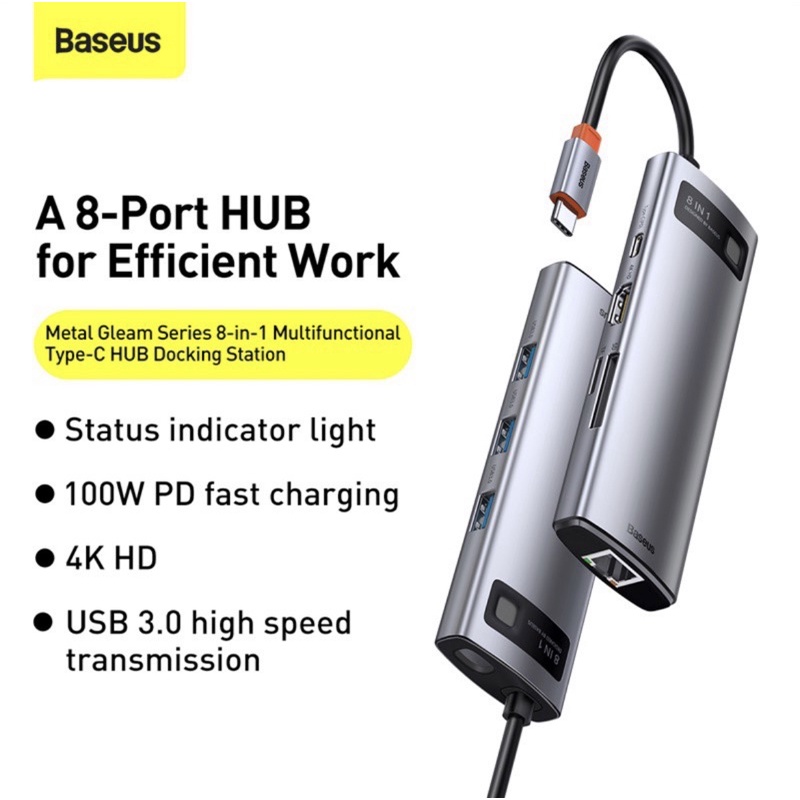 BASEUS 8-IN-1 PORT HUB | Shopee Malaysia