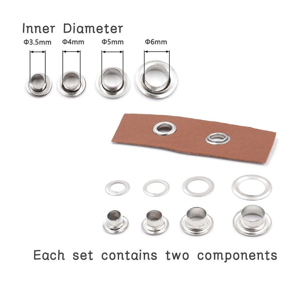 100 Sets - Metal Eyelets Grommets with Washers ring plate 4mm 5mm 6mm ...