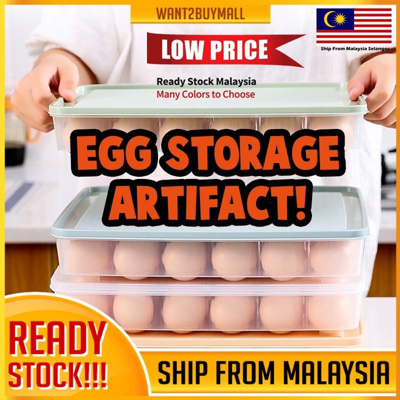 24 Slot Egg Storage Box Food Storage Keep Fresh Container Refrigerator ...