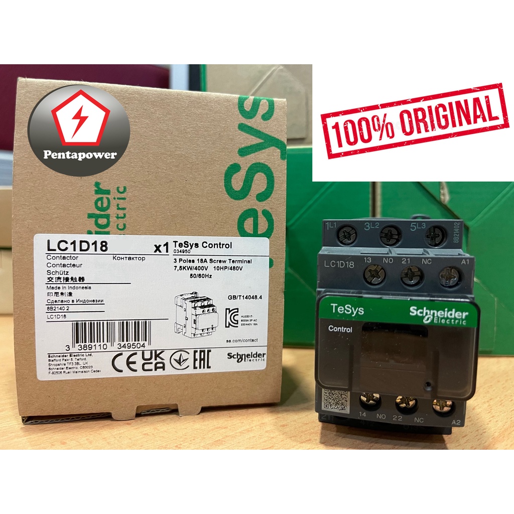 SCHNEIDER LC1D18 CONTACTOR 18AMP 3POLE (AC) LC1D18E7 LC1D18F7 LC1D18M7 ...