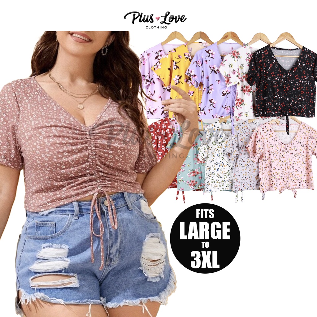 CARLOTTA PLUS SIZE FRONT DRAWSTRING CROPTOP FITS LARGE - 2XL | Shopee Malaysia