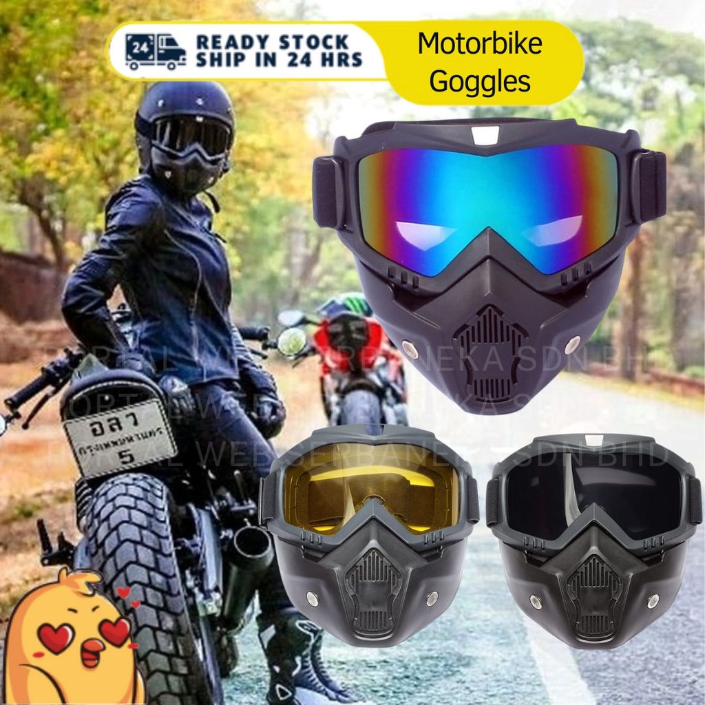 2In1 Quality Helmet Mask with Motorcycle Goggles & Mouth Filter Face ...