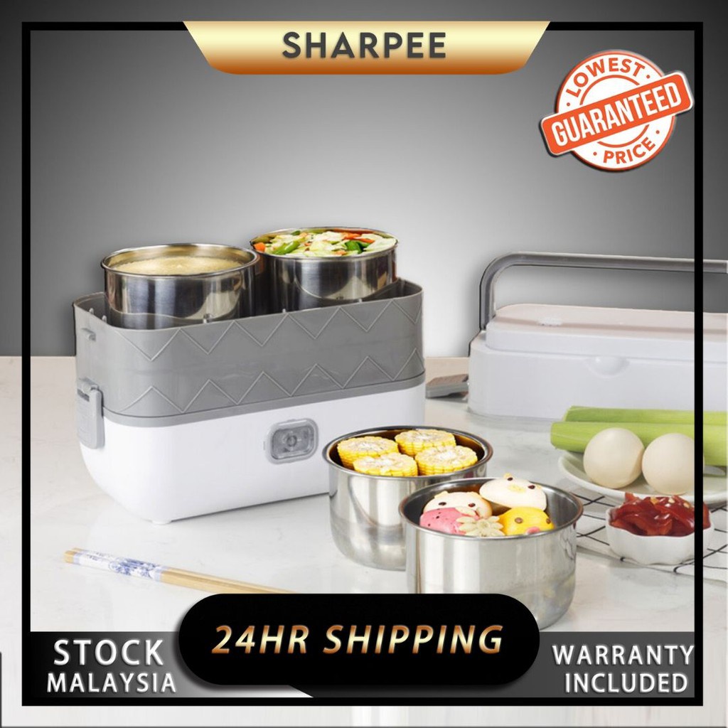Malaysia Plug Portable Electric Lunch Box Heating Double Layer Stainless Steel Multifunction ...