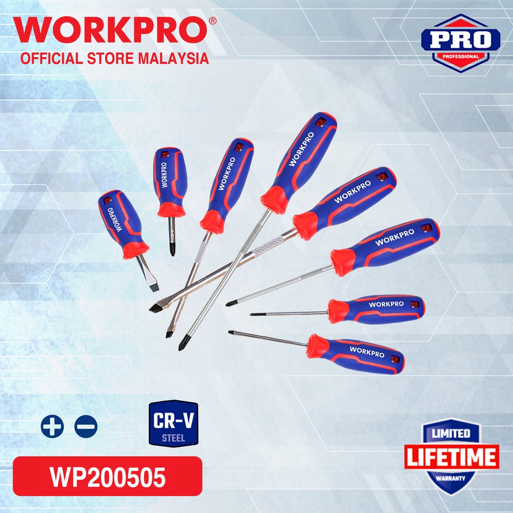 WORKPRO CR-V Screwdriver Set (8 Pcs) | Shopee Malaysia