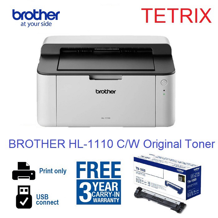 Brother HL-1110 Monochrome Laser Printer USB C/W Original Toner HL1110 ...