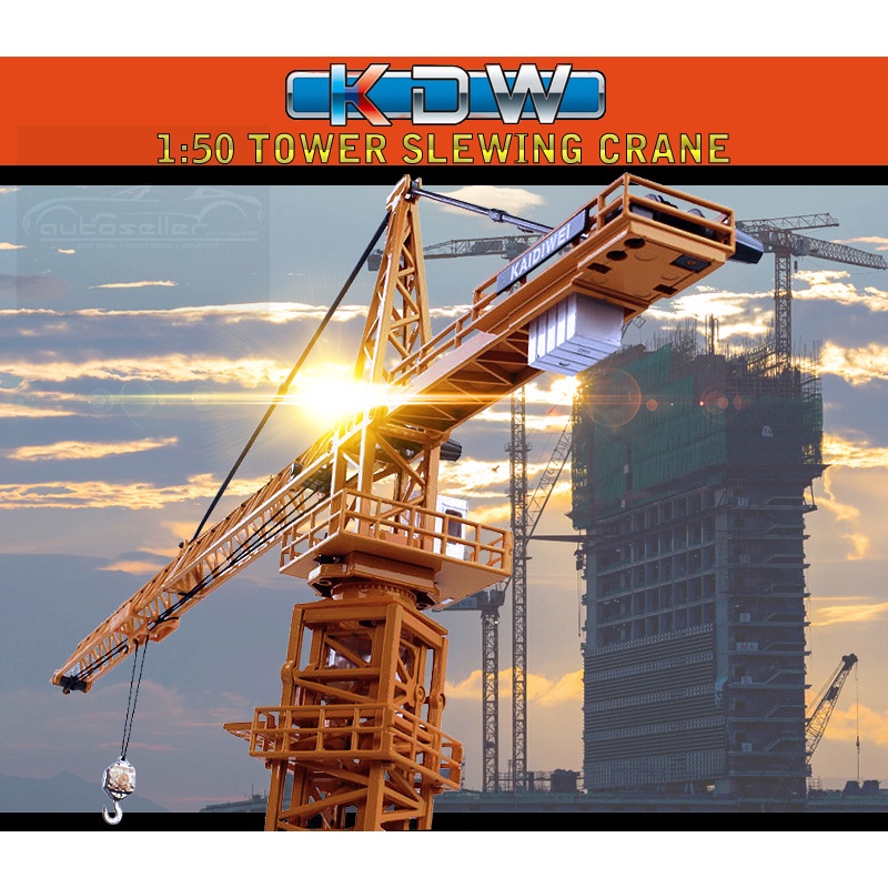 KDW 1:50 Heavy Duty Top Slewing Tower Crane Diecast Metal Collection ...