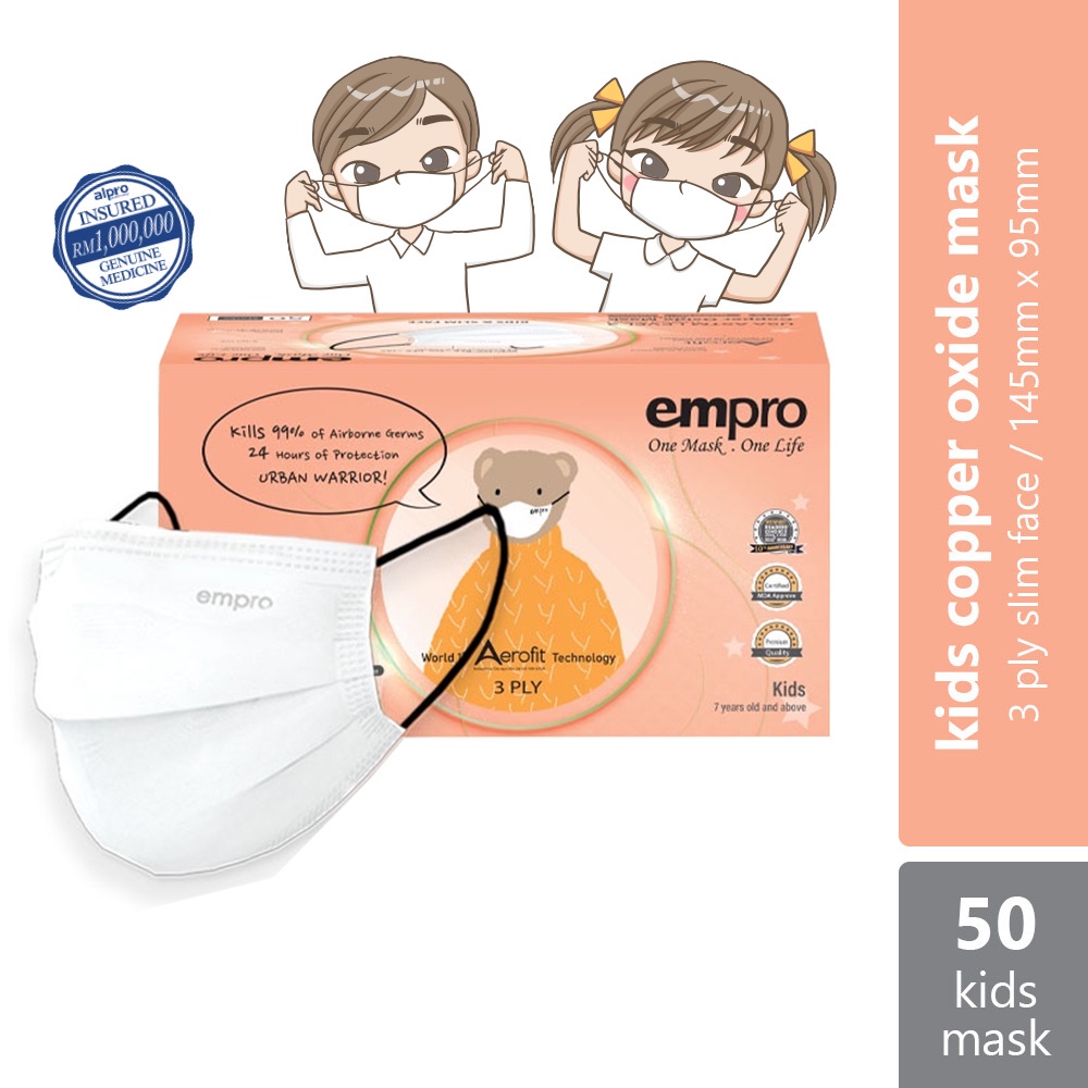 Empro Kids & Slim Face Surgical Face Mask 3 PLY Copper Oxide (SK Series ...