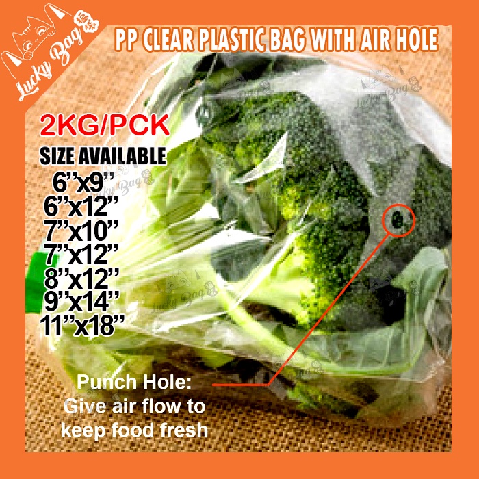 Plastic Plain Bag with 9 air hole / PP Plain Bag / Transparent Plastic ...