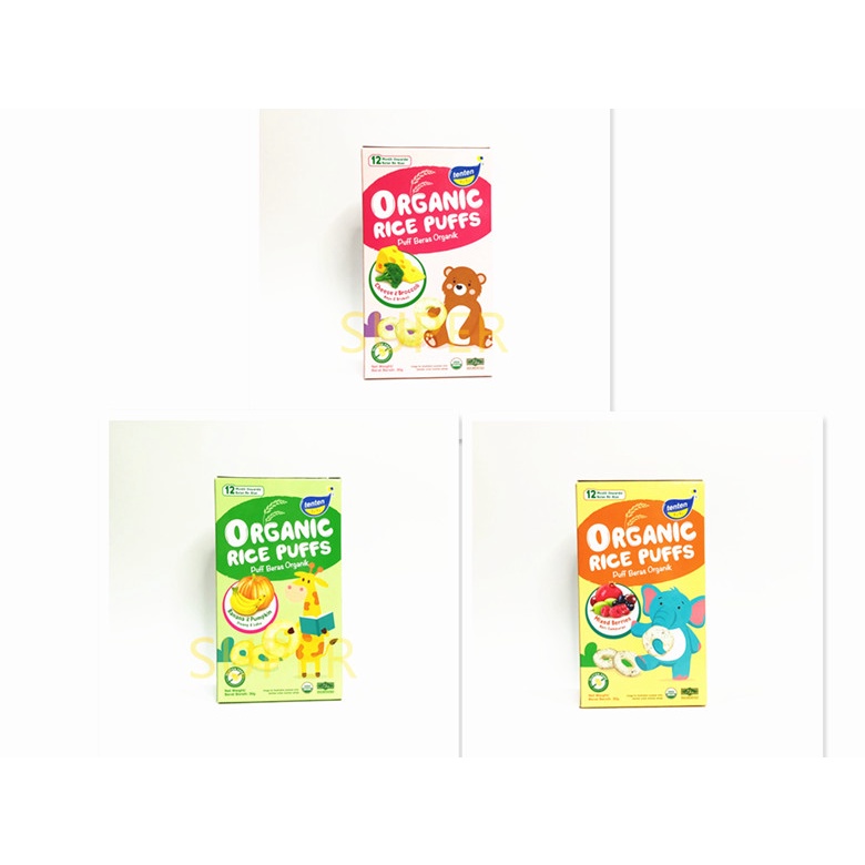 TENTEN ORGANIC RICE PUFFS CHEESE & BROCCOLI,MIXED BERRIES,BANANA & PUMPKIN/30G | Shopee Malaysia