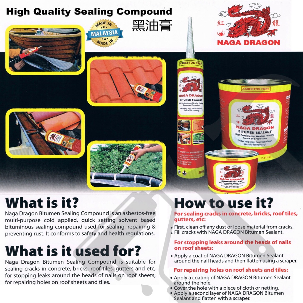 Naga Dragon Bitumun Sealant 440G/2.5KG | Sealing Compound | Shopee Malaysia