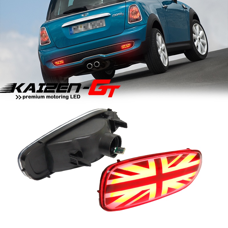 Clear Lens Union Jack Style Red LED Rear Bumper Reflector Lights Rear ...