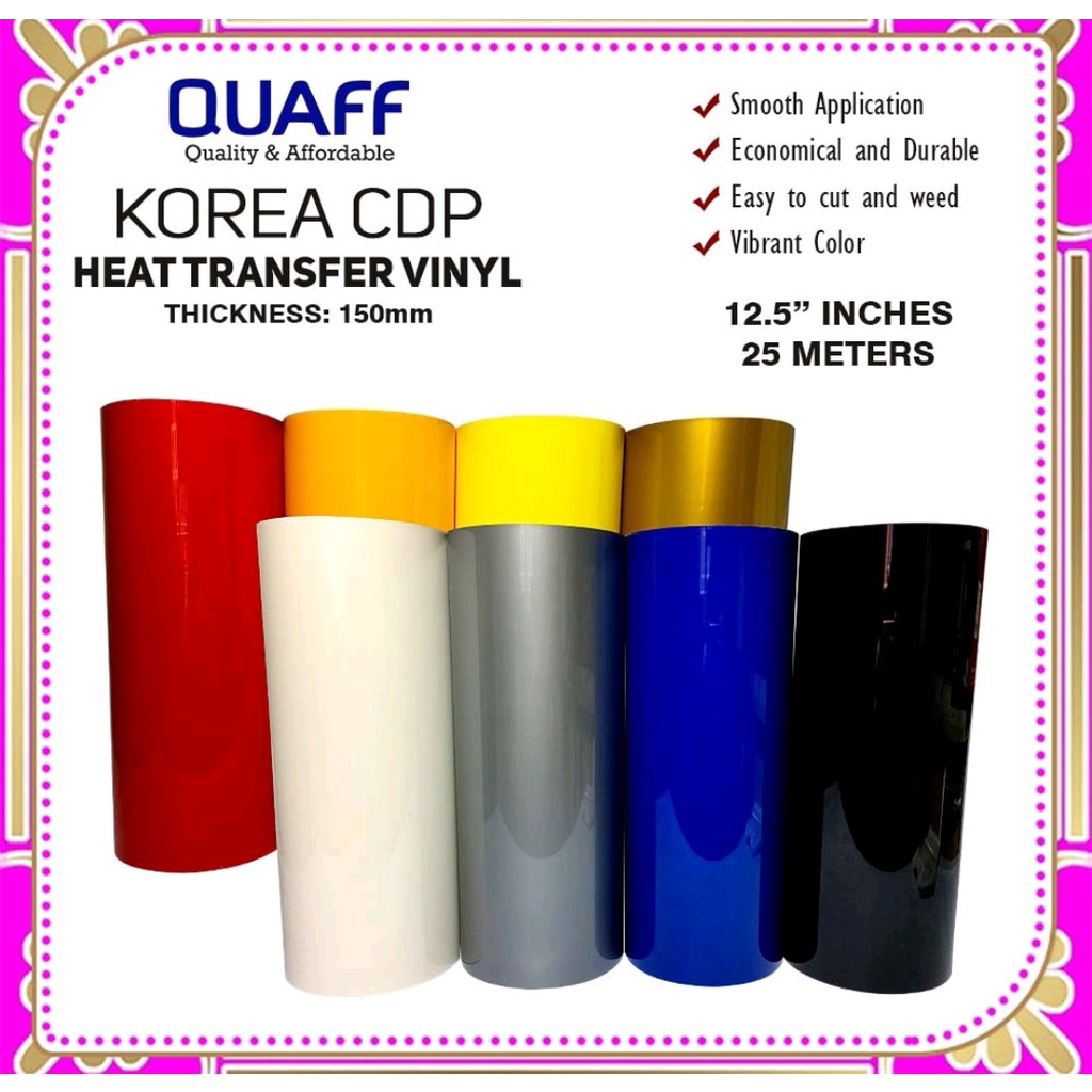(5 METER) 12.5 inch QUAFF Korea Rubberize CDP Heat Transfer Vinyl For T ...
