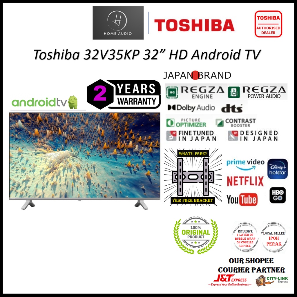 Toshiba TV 32 Inch Smart VIDAA or Android LED TV - 32V31LP / 32V35KP *Free Bracket* | Shopee ...
