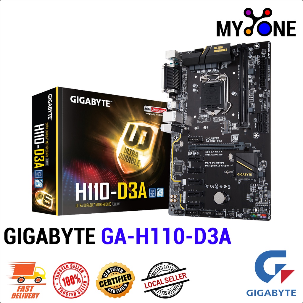 🔥GIGABYTE GA-H110-D3A🔥 LGA1151 Socket DDR4 PCIE x16 ATX | Shopee Malaysia