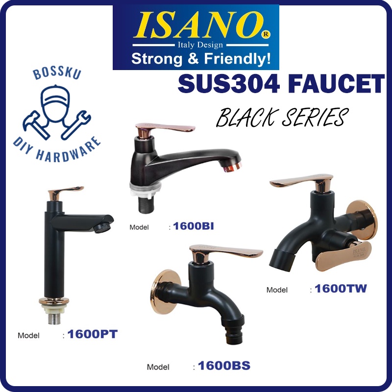 ISANO SUS304 Faucet Black Series Air Tap Water Tap Pipe Wall Pillar ...