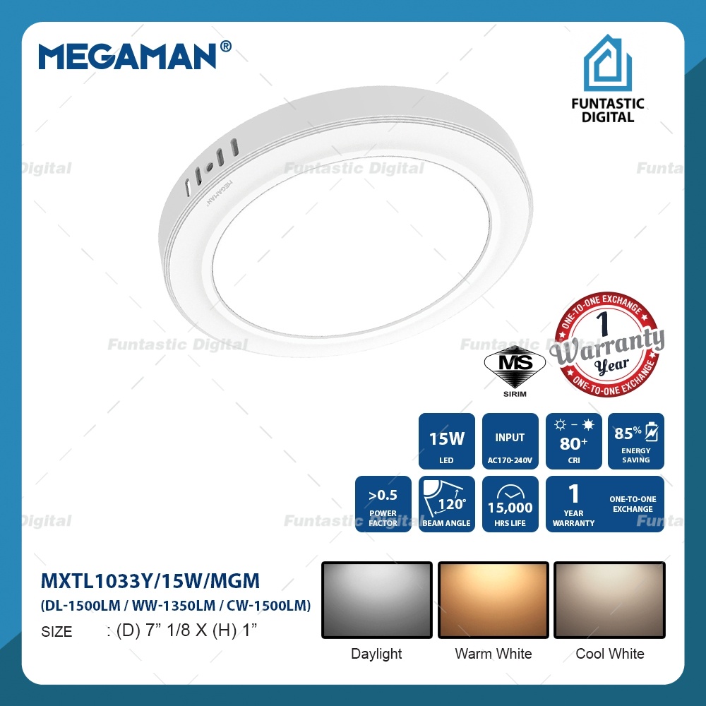 [MEGAMAN] LED SURFACE DOWNLIGHT 6 / 8 /10 INCH 15W / 24W / 30W | Shopee ...