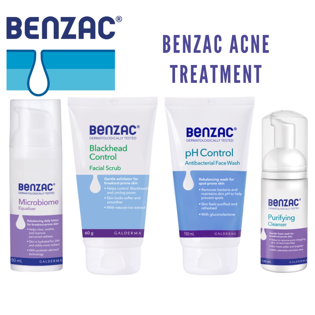 BENZAC Range (Purifying Cleanser/Face Wash/Facial Scrub/Microbiome ...