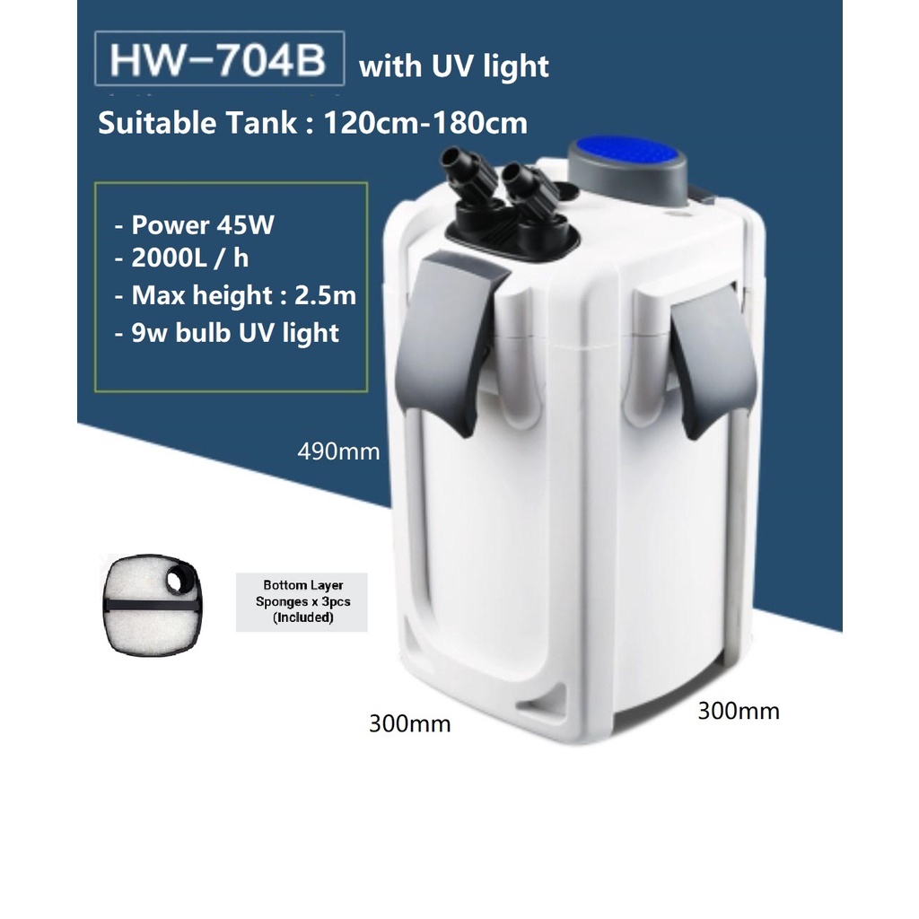 SUNSUN HW-702B HW-703B HW-704B Canister UV Filter & Surface Skimmer For ...