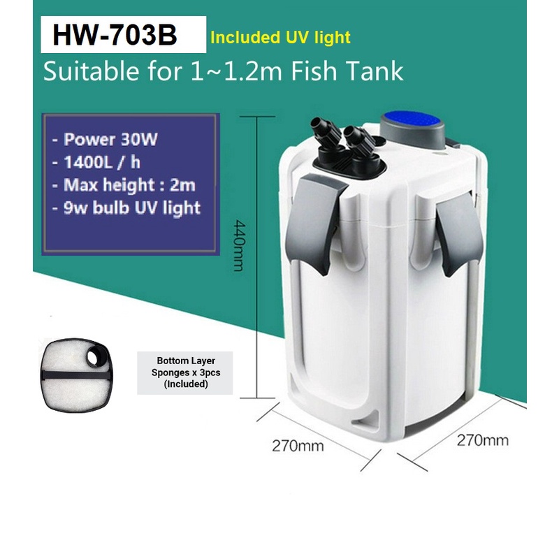 SUNSUN HW-702B HW-703B HW-704B Canister UV Filter & Surface Skimmer For ...