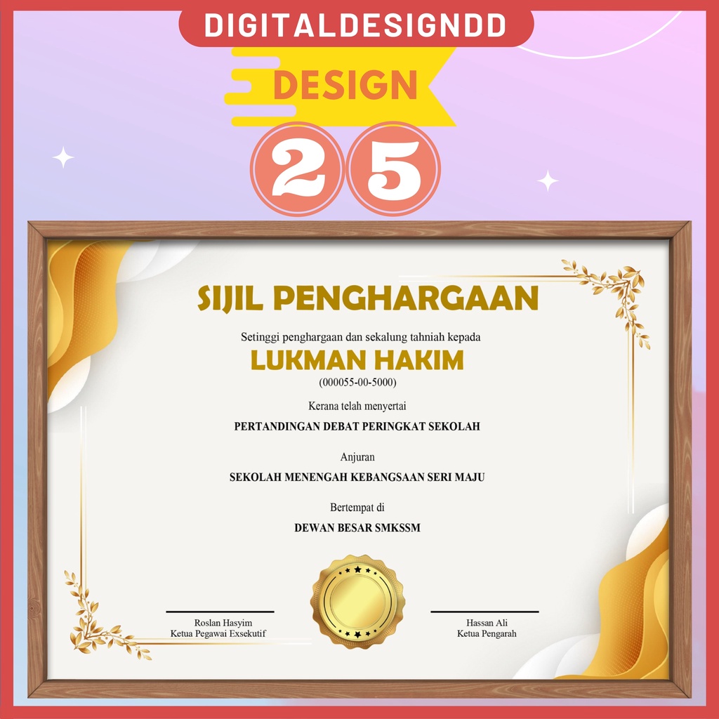 Sijil digital 48 template digital certificate pelbagai pilihan edit ...