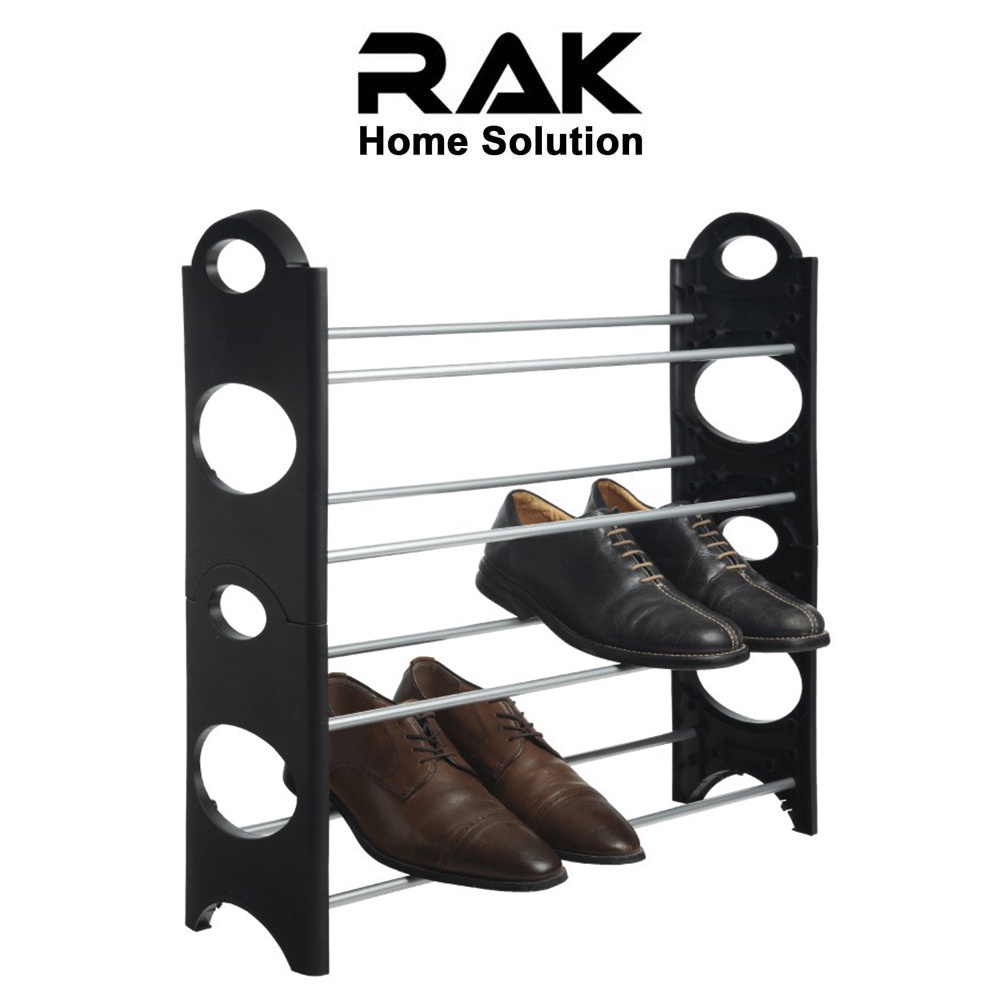 RAK 4 Lapisan Rak Kasut Hitam DIY / 4 Layer Shoes Rack Premium Quality ...