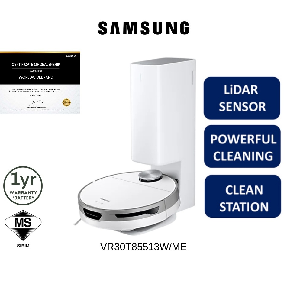 Samsung Jet Bot+ Vacuum / LiDAR Sensor / Clean Station | VR30T85513W/ME ...