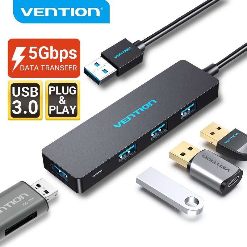Vention USB Hub 3.0 4 Port USB 3.0 Hub Ultra-Slim Data USB Hub Super ...