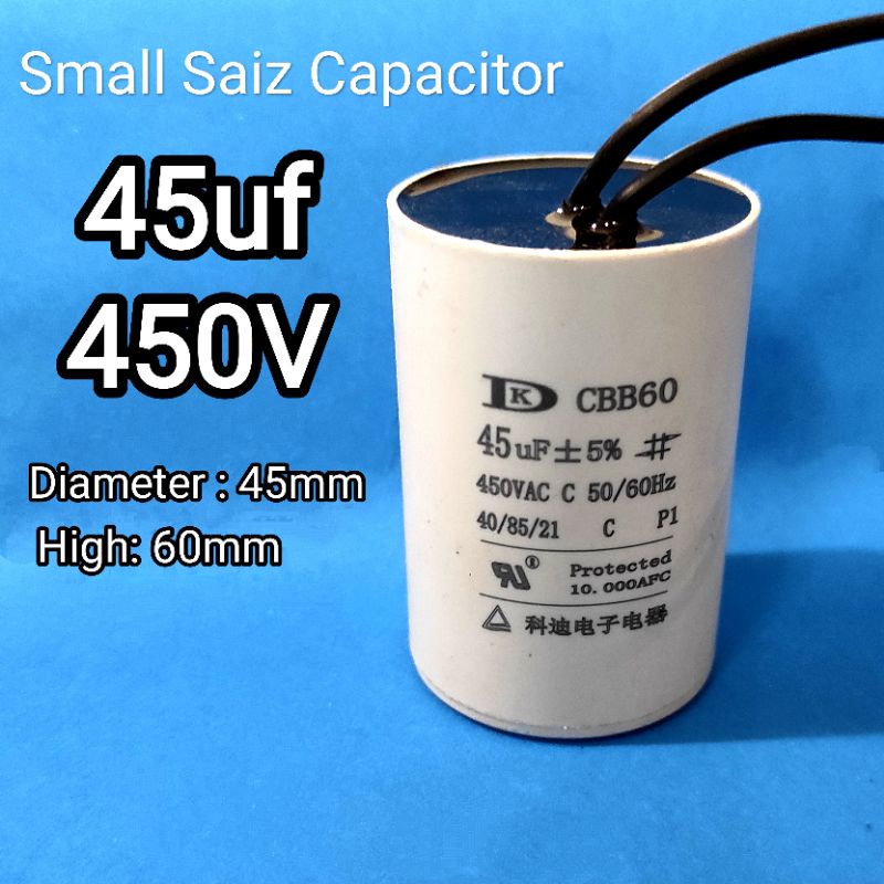 45uf 450v Capacitor Small saiz water pump capacitor kapasitor | Shopee ...