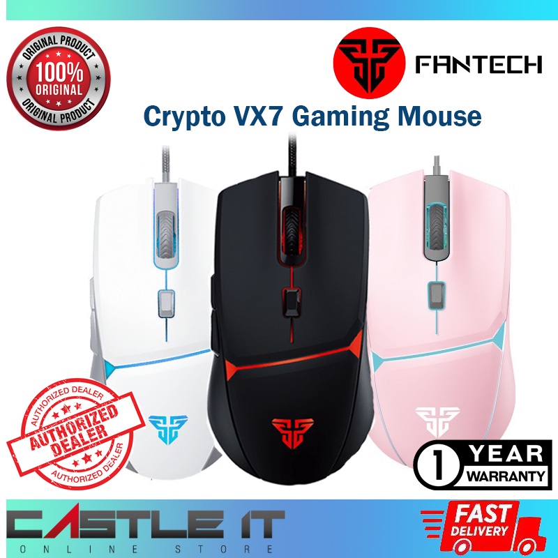 Fantech VX7 Crypto BLACK WHITE PINK SAKURA EDITION 8000DPI 6D Macro ...