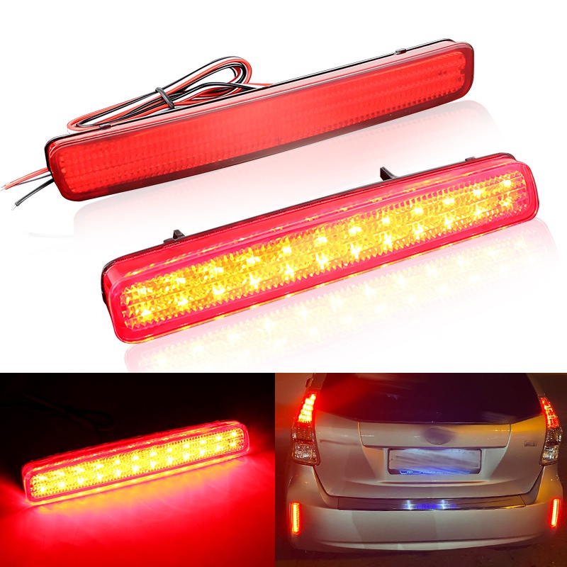 2PCS LED Red Rear Bumper Reflector Tail Brake Light For Toyota NOAH ...
