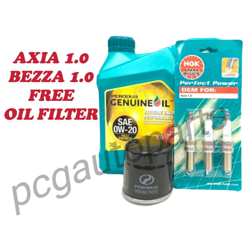Perodua Engine Oil 0w20(3Litre) 0w-20 Fully Synthetic+Oil Filter+Spark ...
