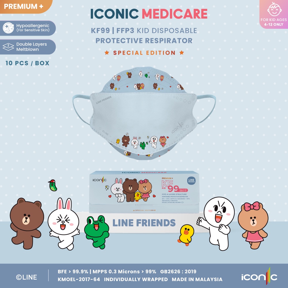 Line Friends Iconic Medicare KF99/4PLY/3D Protective Respirator ...