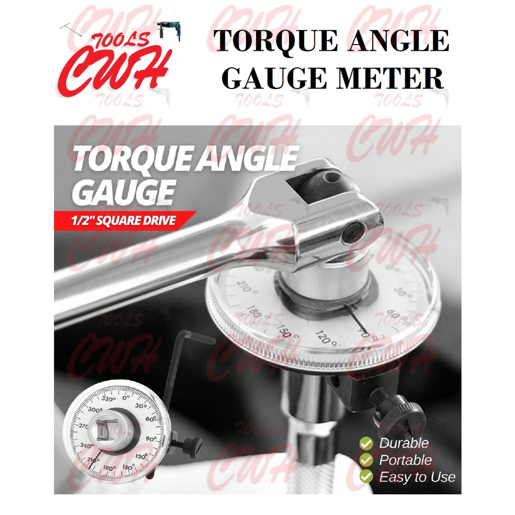 1/2" SQUARE DRIVE 360° DEGREE TORQUE ANGLE ROTATION GAUGE METER ...