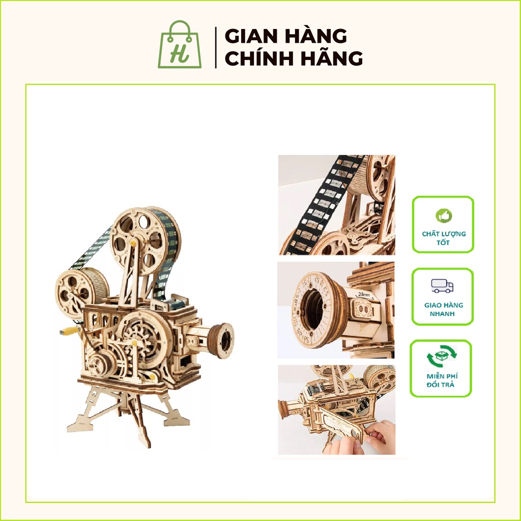 3d Assembly Model Wooden Movie Projector Real Movie Rokr Imported ...