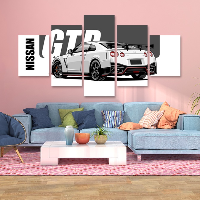 5 Pieces Canvas Painting HD Print Comic Artwork Nissan Skyline Gtr Car ...