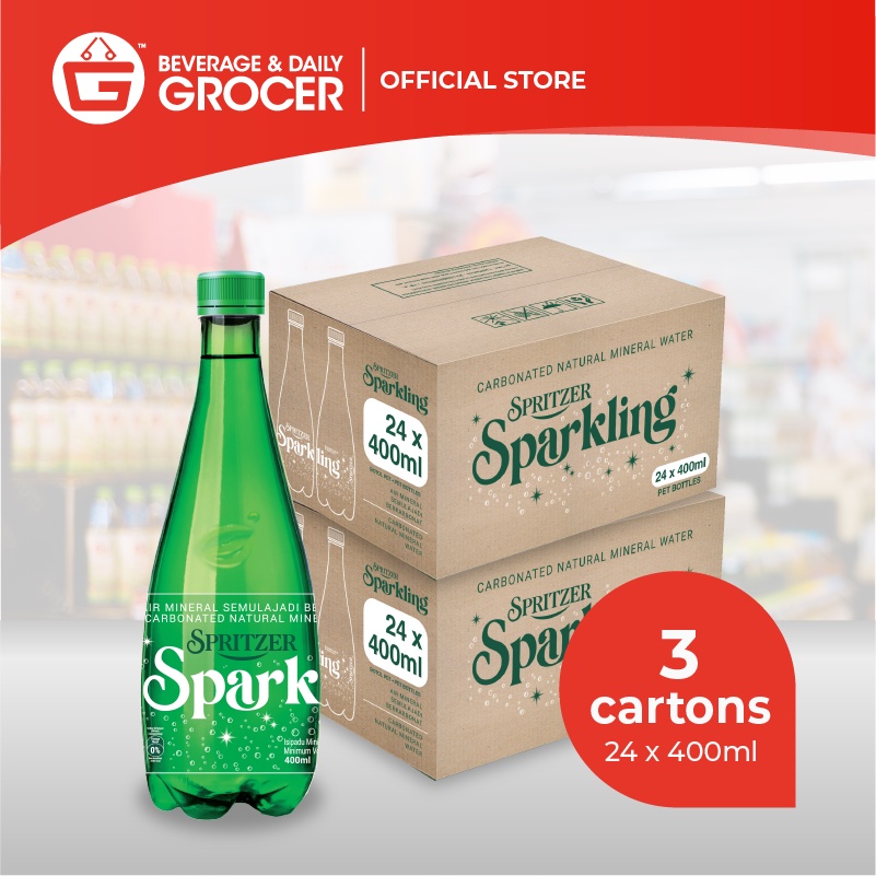 [FREE SHIPPING] Spritzer Sparkling Natural Mineral Water 24 x 400ML (72 bottles) 3 Cartons ...