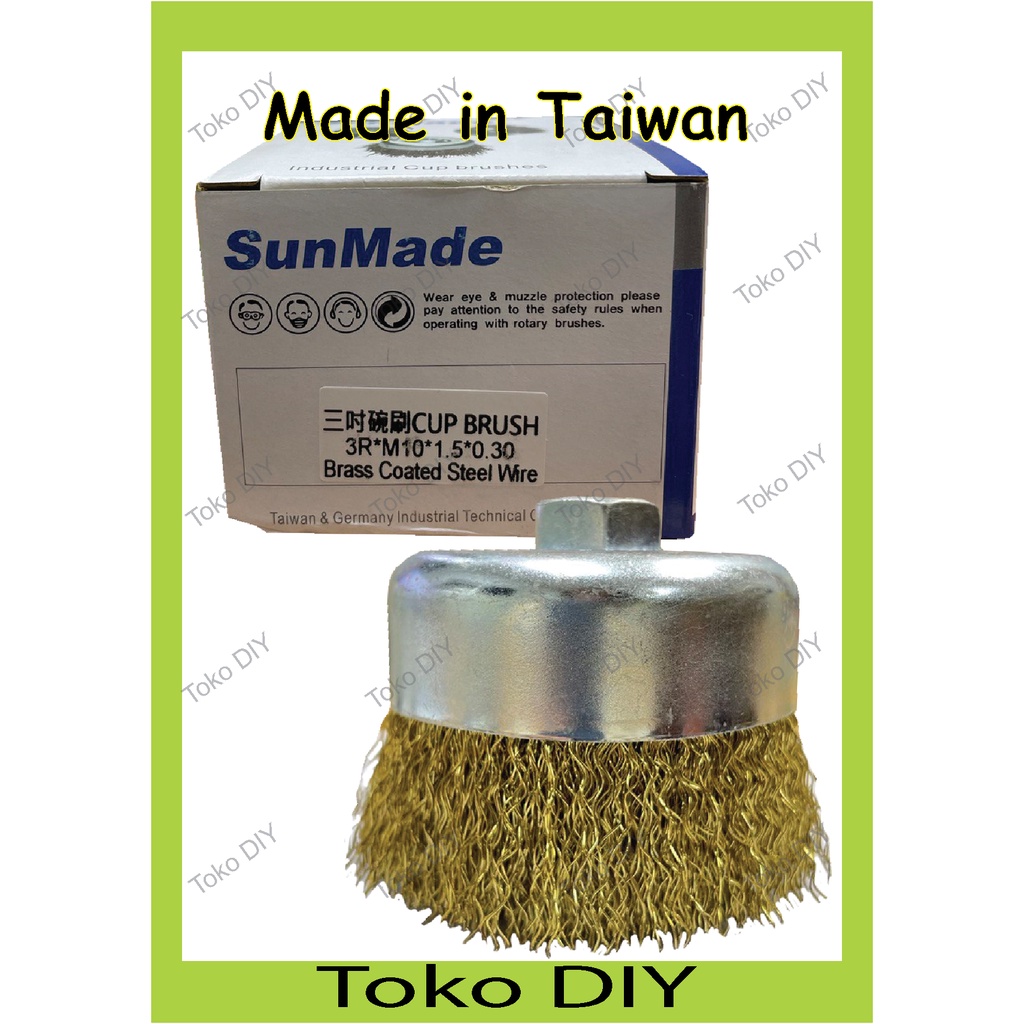 3" M10x1.5x0.30mm SunMade Brass Caoted Steel Wire Brush | Shopee Malaysia