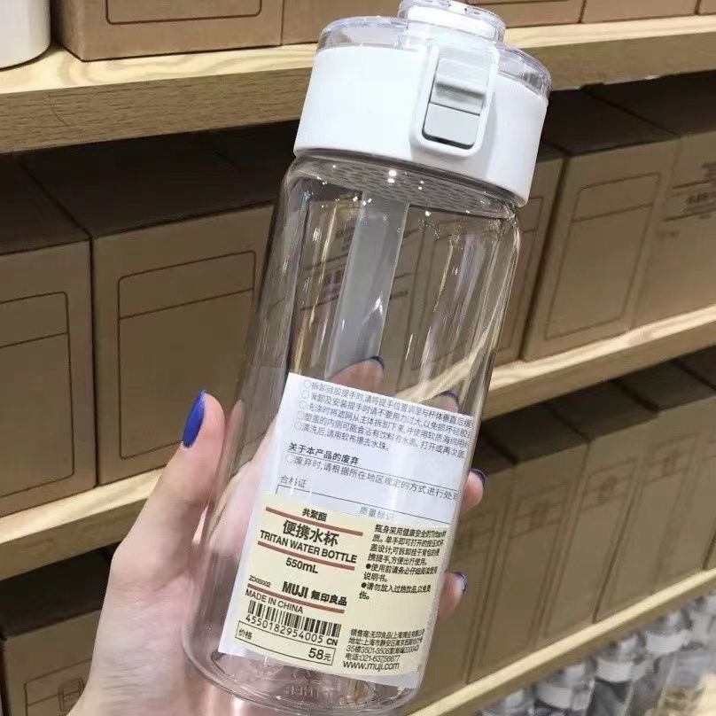 Muji Luxurious Transparent 800 ml Water Bottle With Pop-Up Cap ...