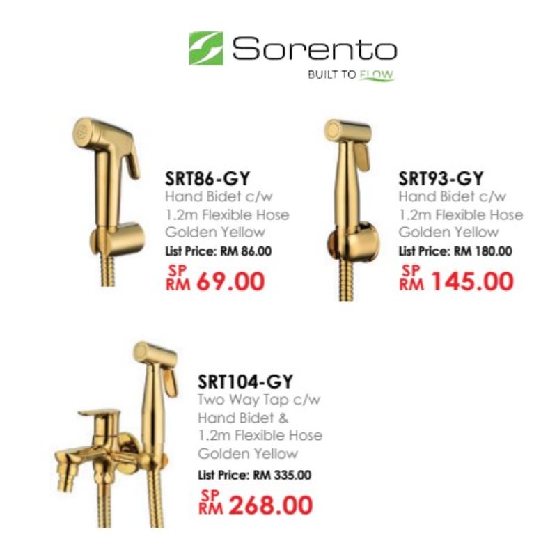 [SORENTO] Hand Bidet/Two Way Tap Series-(Golden Yellow/Rose Gold/Rose ...