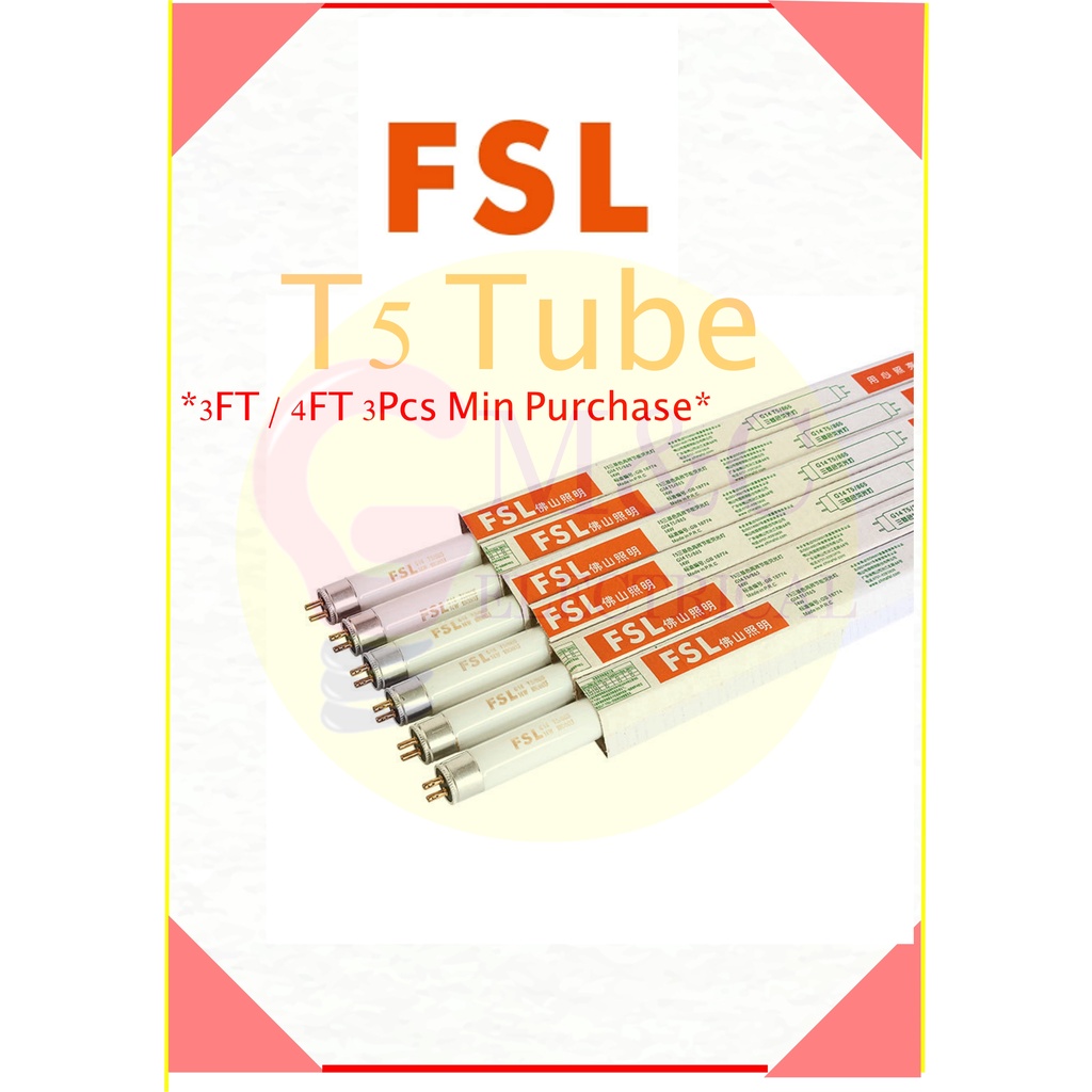 FSL T5 1FT/ 2FT / 3FT /4FT TUBE FLUORESCENT TUBE (DAYLIGHT / WARM WHITE ...