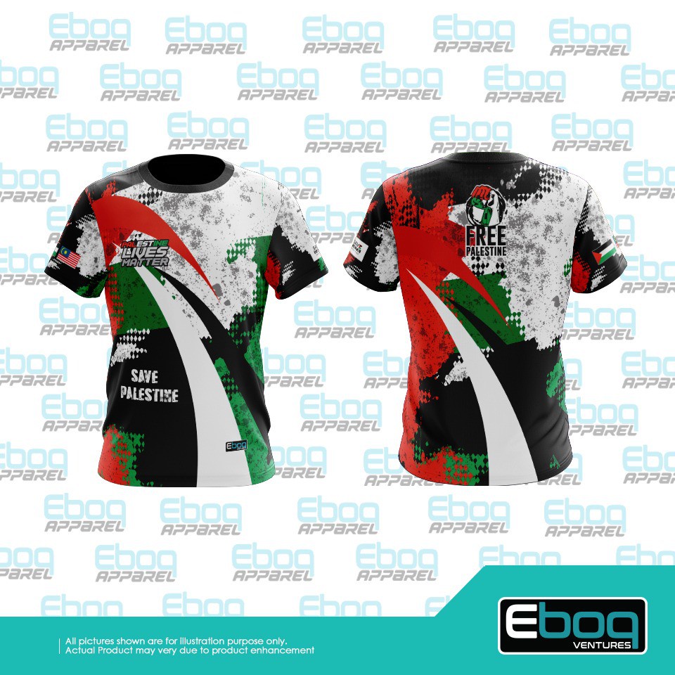 Tshirt Gaza Palestine Stripe Eboq Sublimation AC Baju Free Palestine ...