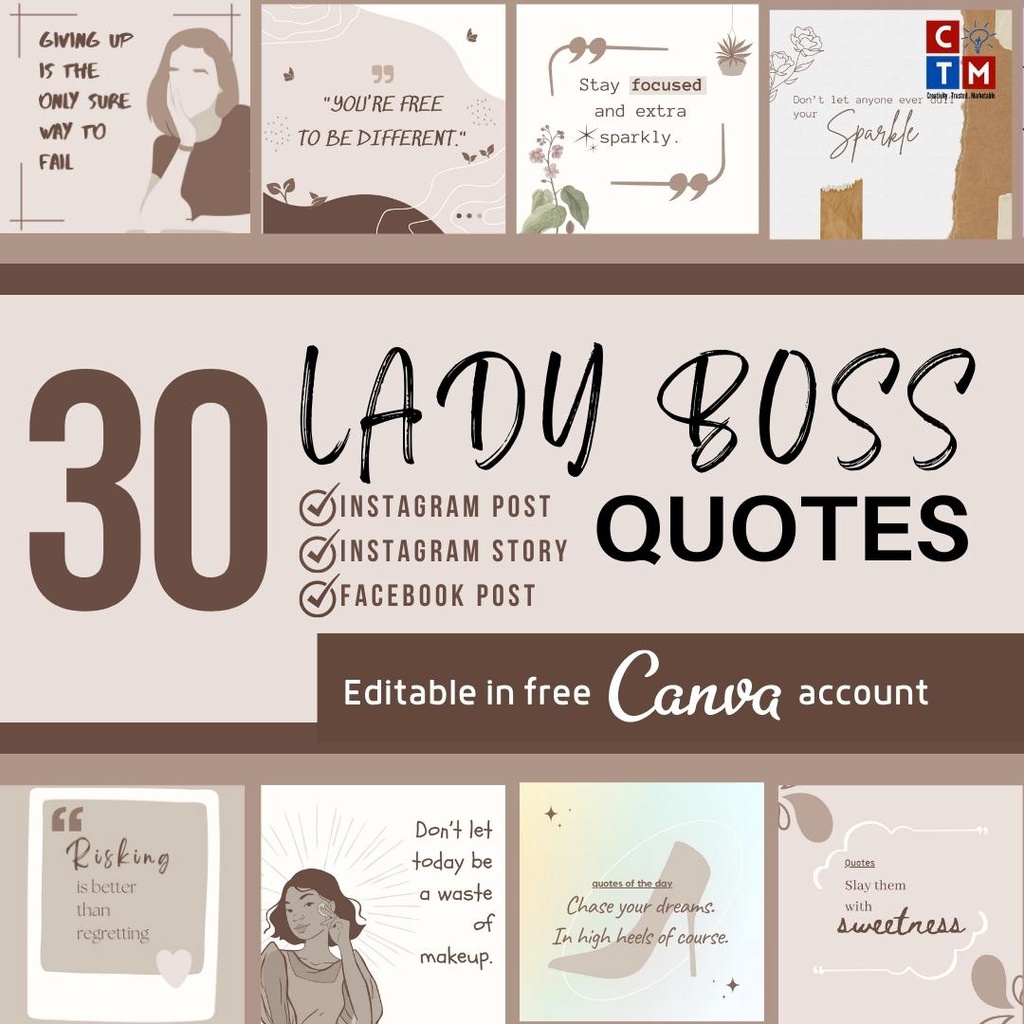 Lady Boss Quotes | Canva Editable Templates | Girl Boss Quotes ...