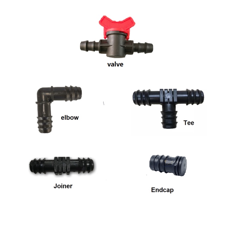 16mm Equal Tee Connector / Joiner / Elbow Joint Irrigation Tubing Water ...