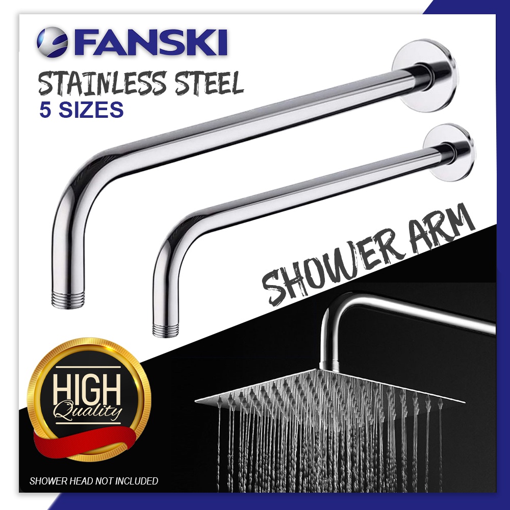 Stainless Steel 1/2” BSP Shower Arm For Shower Head In 5 Sizes Wall ...