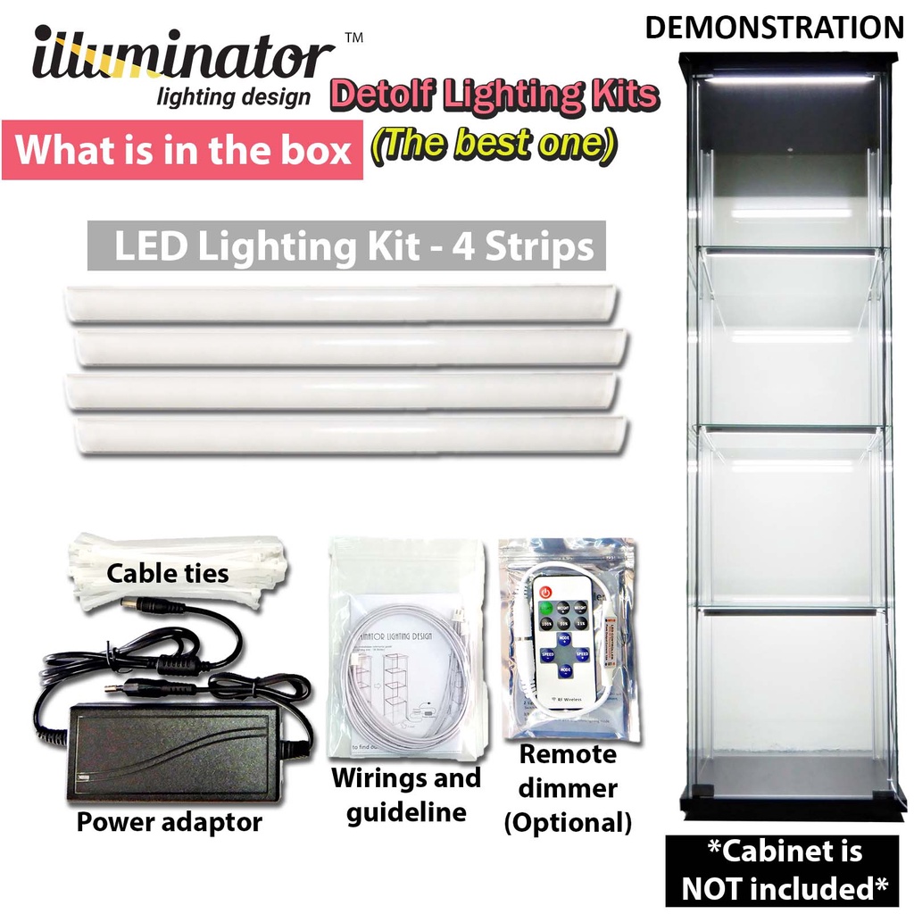 Diffused LED Strips Lighting Kits For IKEA DETOLF (No Cabinet) | Shopee ...